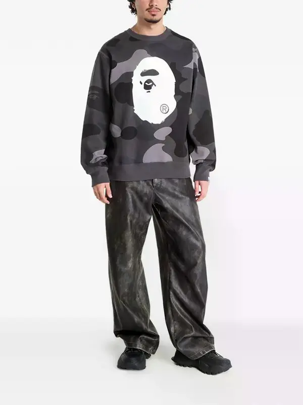 A BATHING APE Ape Head Camouflage Crew Neck Sweatshirt