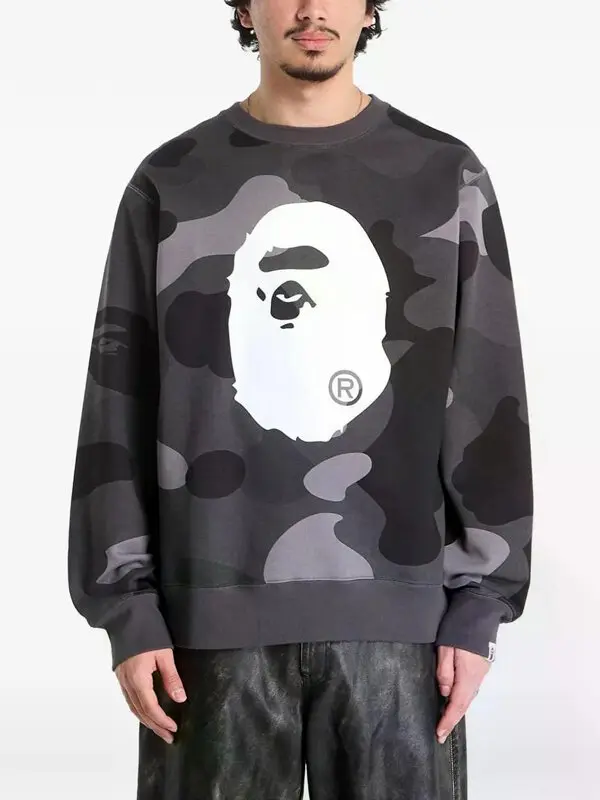 A BATHING APE Ape Head Camouflage Crew Neck Sweatshirt