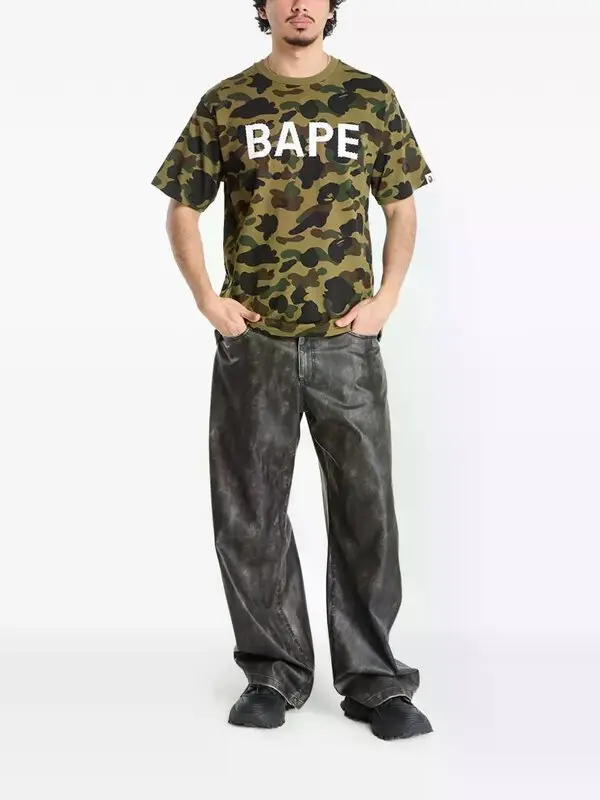 A BATHING APE Camo Rhinestone T-shirt - Green