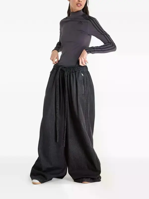 Adidas Wide Leg Denim Trackpants - Grey