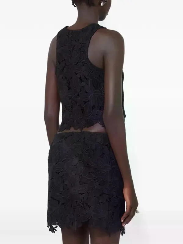 Sportmax Floral Lace Top - Black