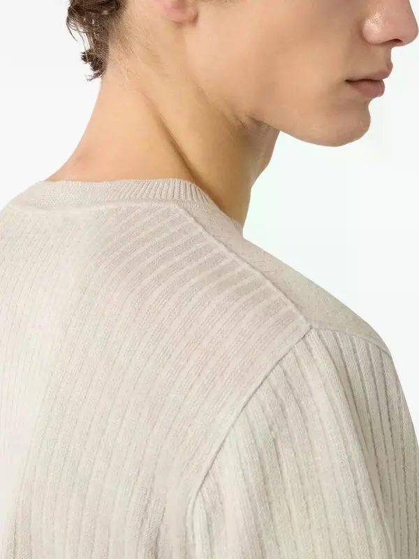 LARDINI Ribbed Knit Crew Neck T-shirt