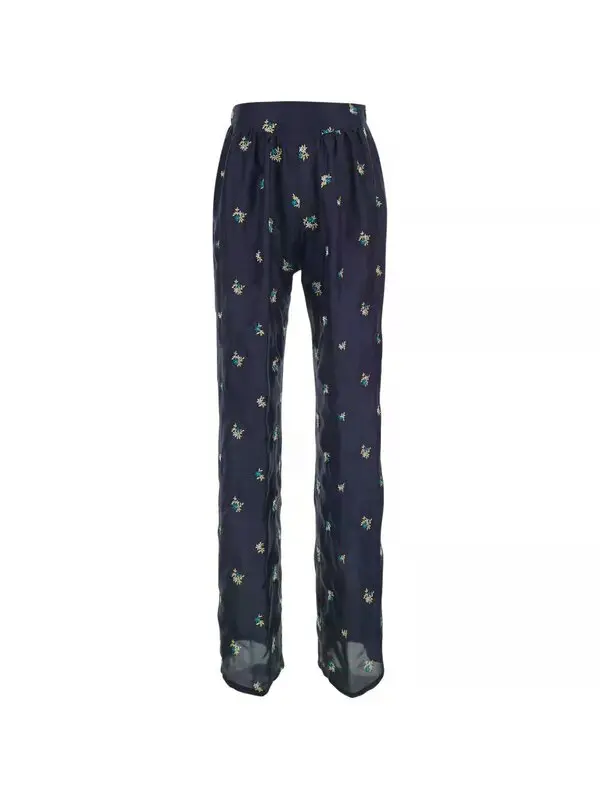 FORTE_FORTE Floral Print Silk Trousers - Blue