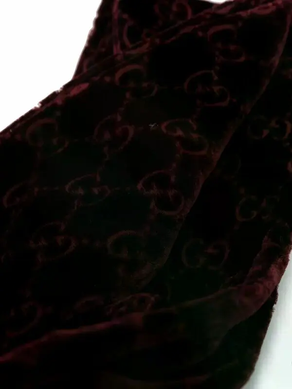 Gucci Gg-pattern Velvet Fringed Scarf