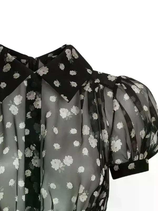 Dolce & Gabbana Small Rose And Polka Dot-print Chiffon Dress - Black