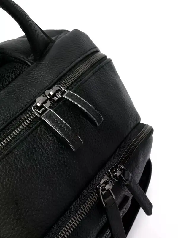 PIQUADRO Leather Backpack With Logo Plaque