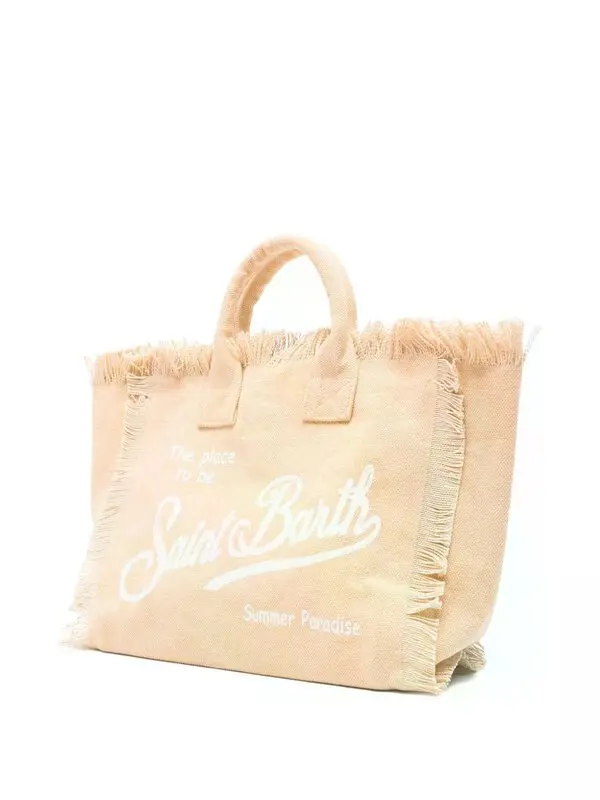 MC2 SAINT BARTH Colette Frayed Logo Tote Bag - Neutrals