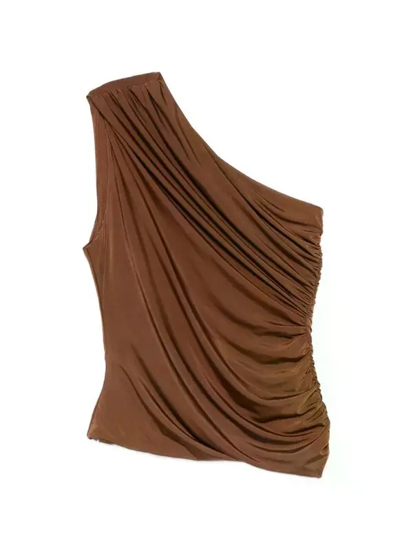 MARSEM One-shoulder Gathered Top - Brown