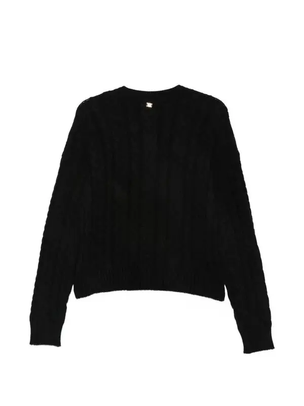 Pinko V-neck Cable-knit Long-sleeve Sweater