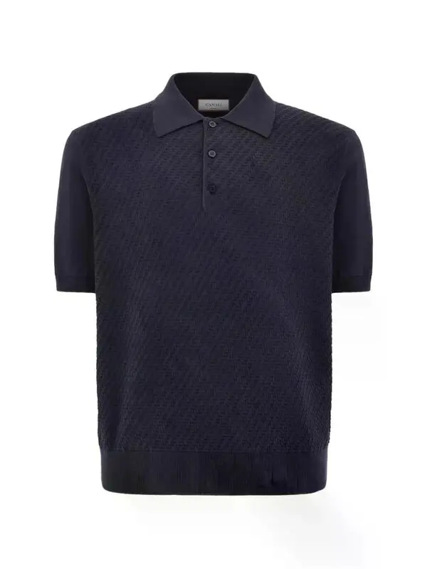 Canali Textured Button Polo Shirt