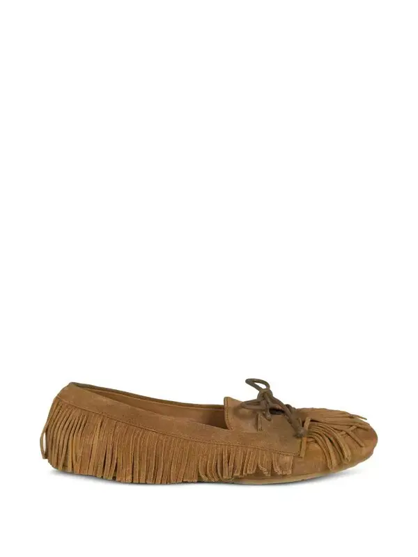 VIC MATIE Fringed Suede Loafers - Brown