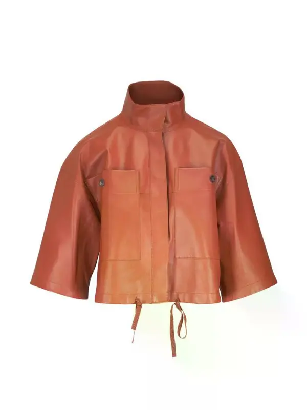Lafayette 148 New York Cropped Leather Overshirt