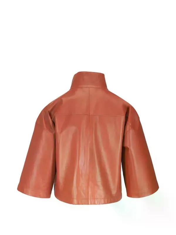 Lafayette 148 New York Cropped Leather Overshirt