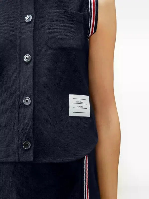 Thom Browne Sleeveless Shirt With Striped Trim