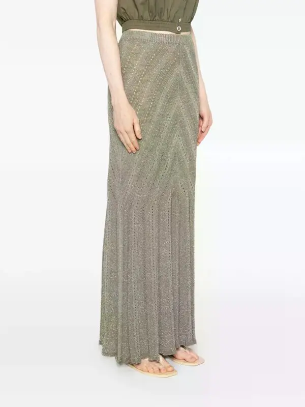 TWINSET Openwork Chevron Pattern Midi Skirt