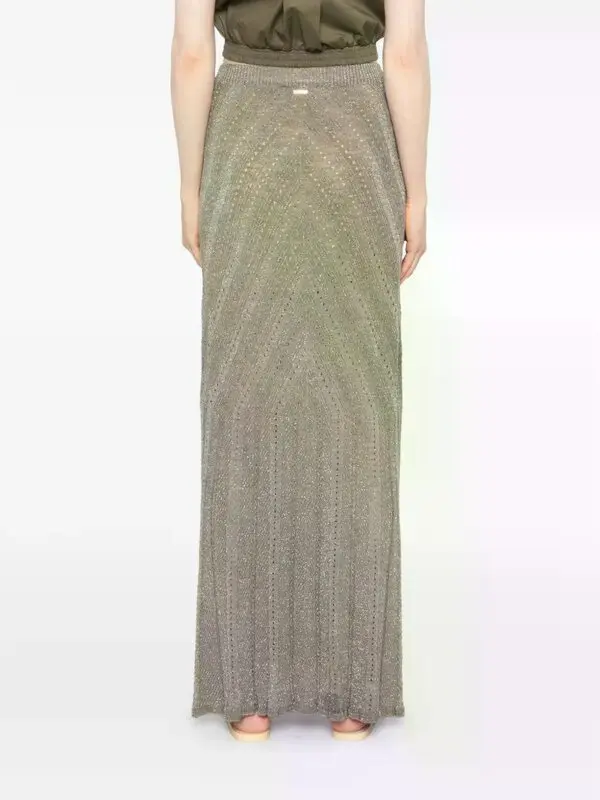 TWINSET Openwork Chevron Pattern Midi Skirt