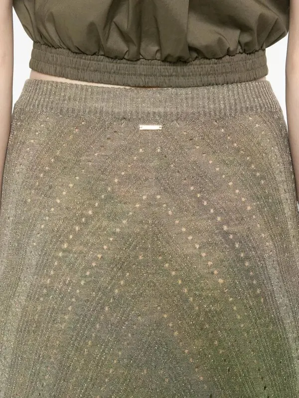 TWINSET Openwork Chevron Pattern Midi Skirt