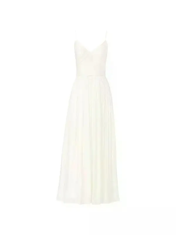 Costarellos Fayla Draped Pleated Maxi Dress - Neutrals