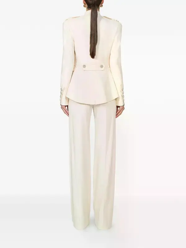 Costarellos Crystal-button Epaulettes Blazer