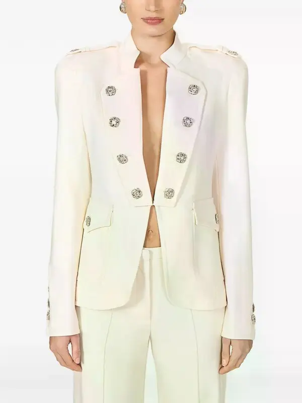 Costarellos Crystal-button Epaulettes Blazer