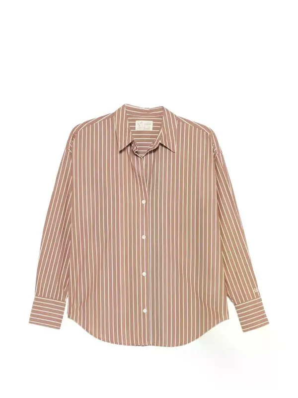 MC2 SAINT BARTH Striped V-neck Long-sleeve Top - Brown