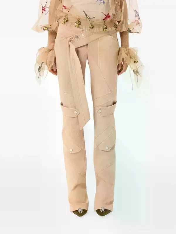 Blumarine Belted Paneled Trousers