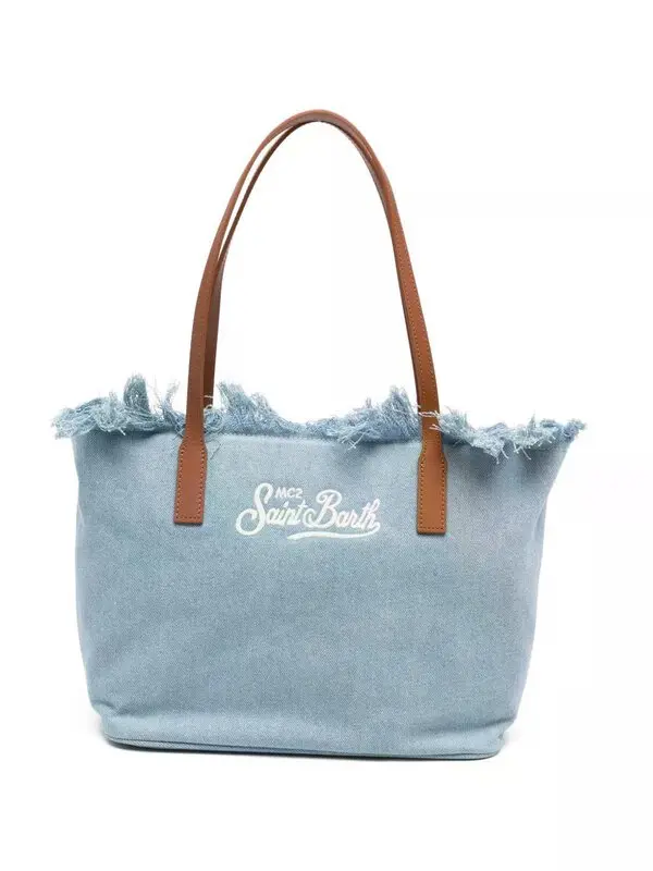 MC2 SAINT BARTH Medium City Tote Bag With Frayed Trim - Blue