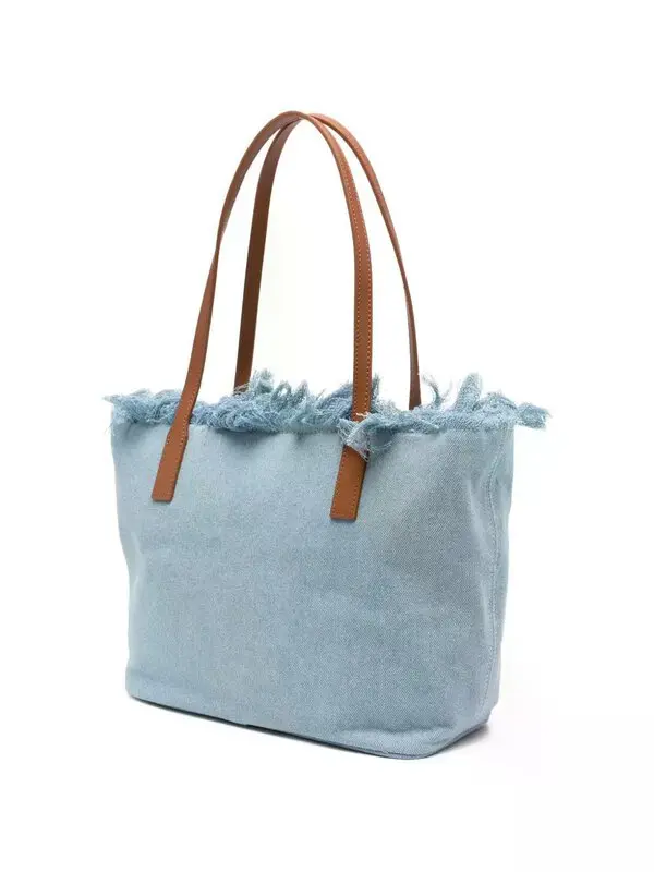 MC2 SAINT BARTH Medium City Tote Bag With Frayed Trim - Blue