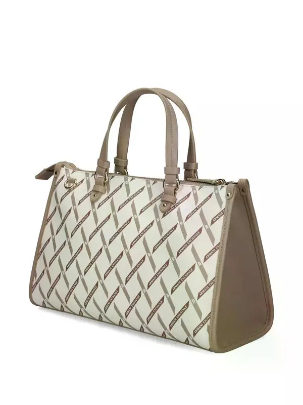 Armani Exchange Patterned Tote With Logo Charm