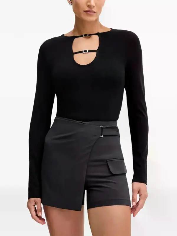 Sisley High-waisted Mini Shorts With Overlay Detail