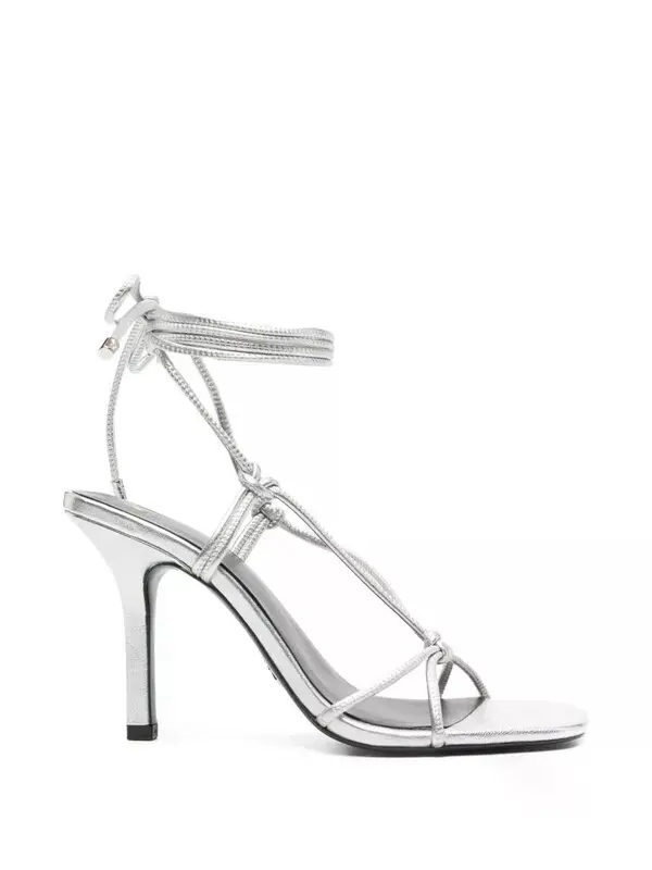 Patrizia Pepe Tone Metallic Strappy Square-toe High-heeled Sandals - Silver