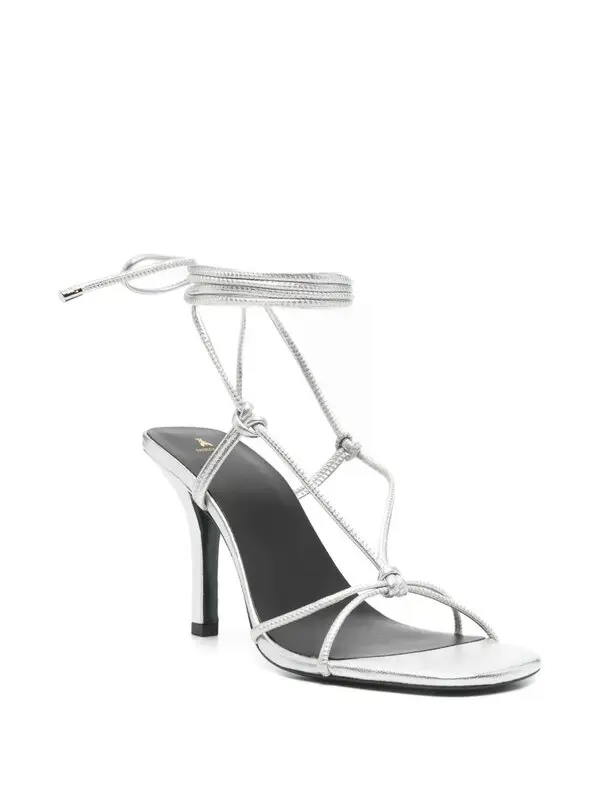 Patrizia Pepe Tone Metallic Strappy Square-toe High-heeled Sandals - Silver