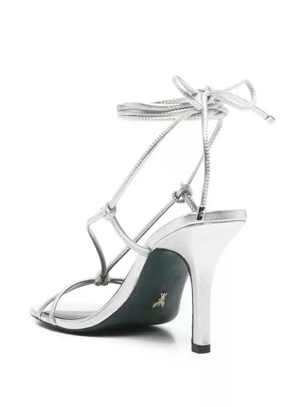 Patrizia Pepe Tone Metallic Strappy Square-toe High-heeled Sandals - Silver