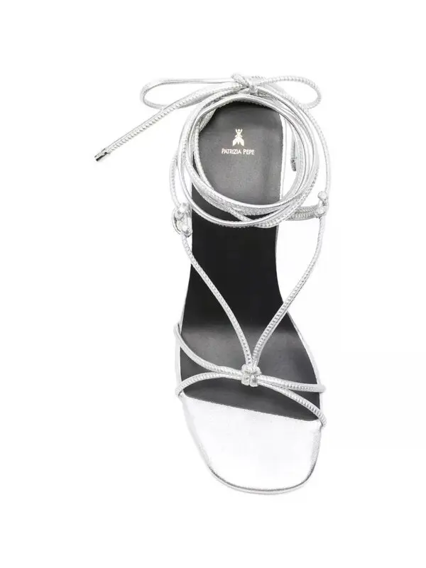 Patrizia Pepe Tone Metallic Strappy Square-toe High-heeled Sandals - Silver