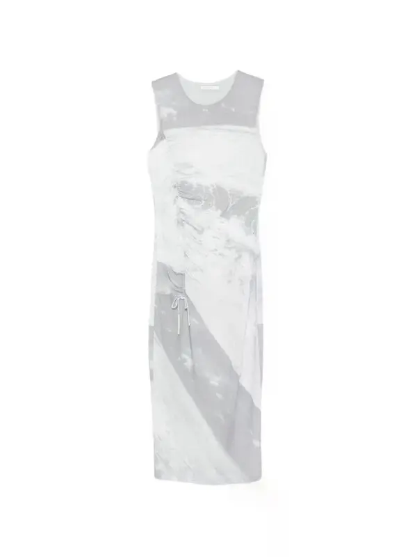 Patrizia Pepe Midi Wave-print Sleeveless Dress