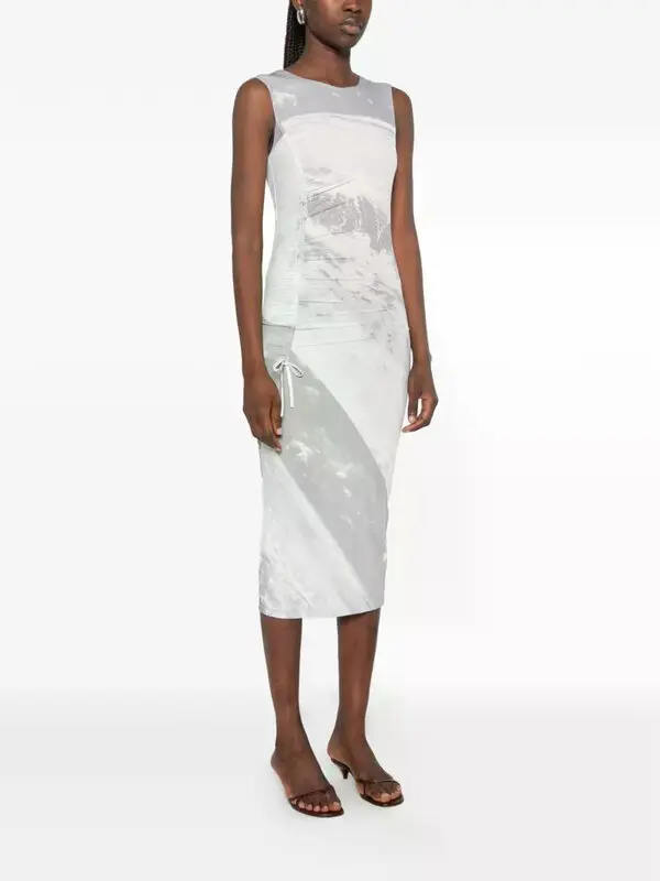 Patrizia Pepe Midi Wave-print Sleeveless Dress
