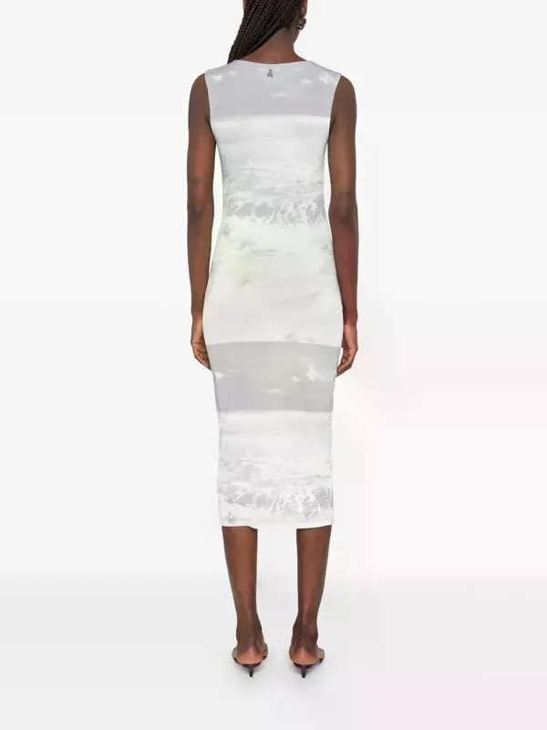 Patrizia Pepe Midi Wave-print Sleeveless Dress