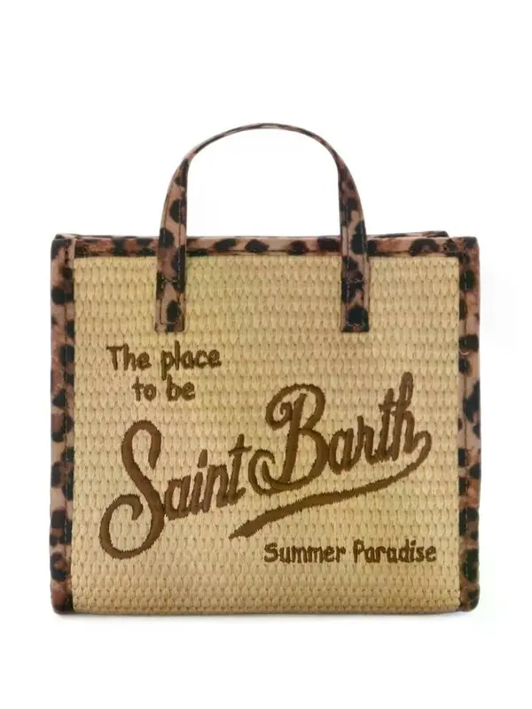 MC2 SAINT BARTH Mini Vivian Tote Bag With Leopard Print Trim