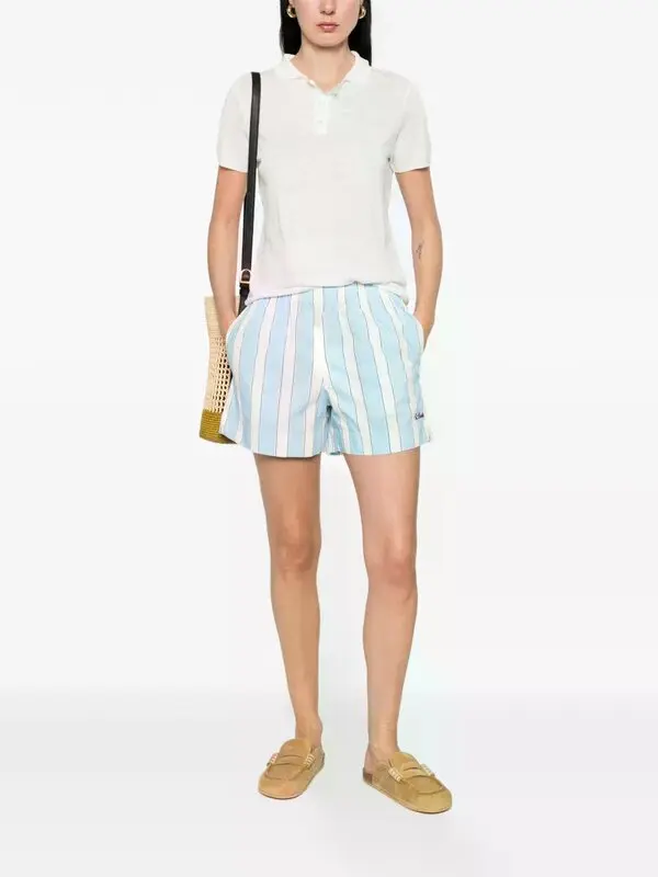 MC2 SAINT BARTH Striped Embroidered Logo Shorts - Blue