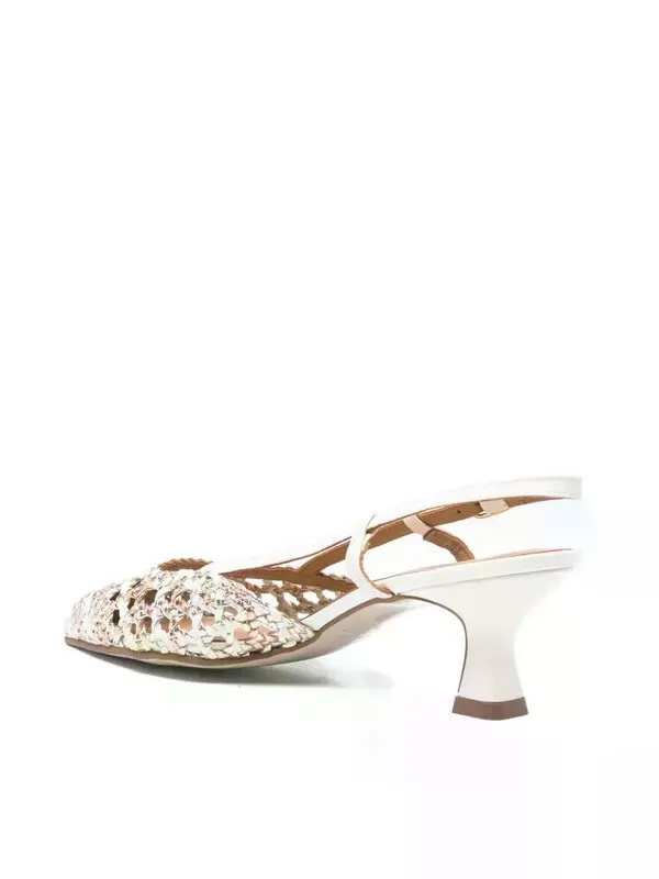 PEDRO MIRALLES Pointed-toe Slingback Mules With Kitten Heel - White