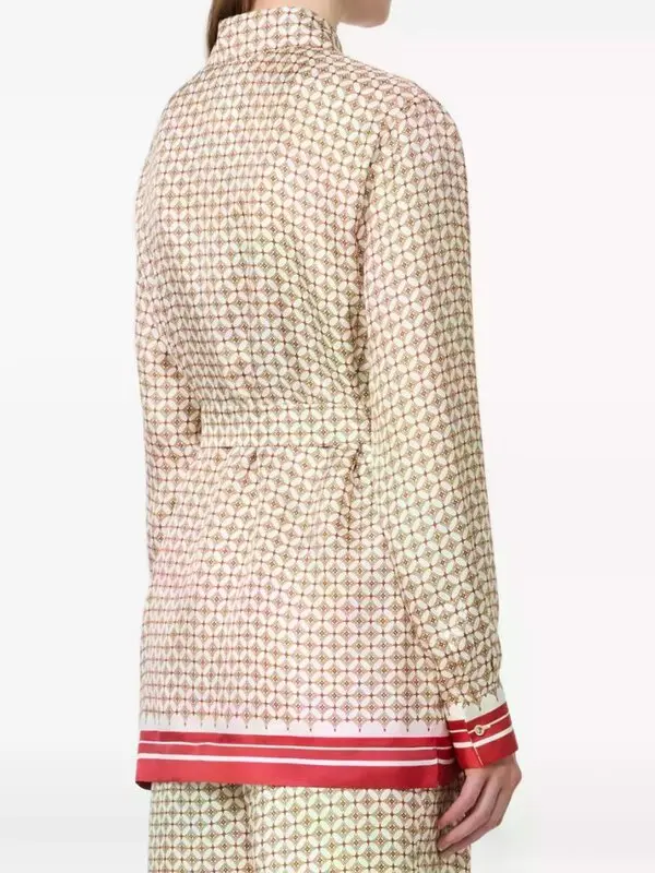 Max Mara Geometric Print Belted Silk Shirt