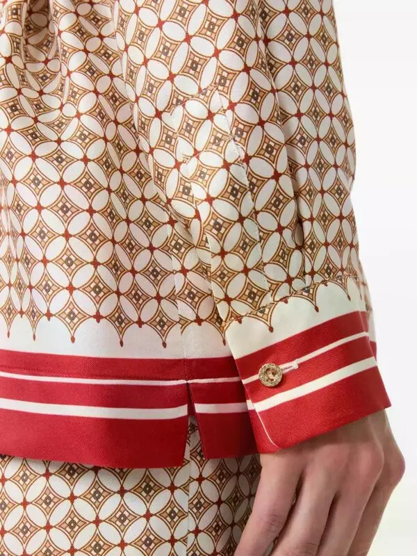 Max Mara Geometric Print Belted Silk Shirt