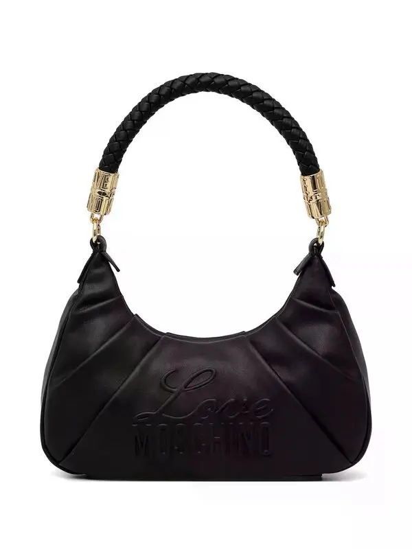 Moschino Logo-detail Braided-handle Tote Bag - Black