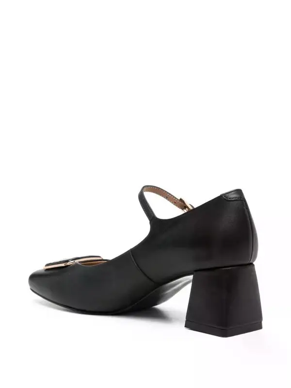 SERGIO MORETTI FIRENZE Mary Jane Block Heel Pumps With Croc-effect Plaque