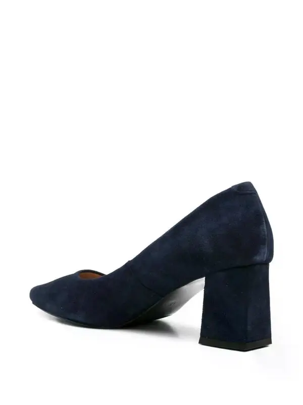 SERGIO MORETTI FIRENZE Suede Pointed Toe Block Heel Pumps - Blue