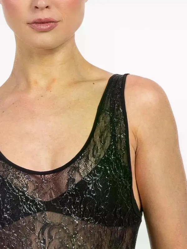 Wardrobe.NYC Lace Detail Tank Bodysuit