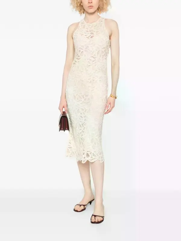 Patrizia Pepe Sleeveless Lace Midi Dress - Neutrals