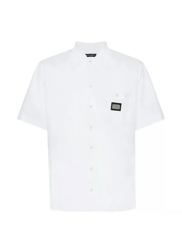 Dolce & Gabbana Cotton Hawaiian Shirt With Branded Tag - White