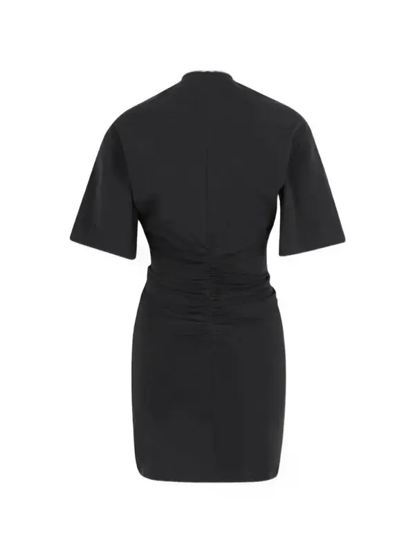 Alexander Wang Zip-up Gathered Cotton T-shirt Dress - Black