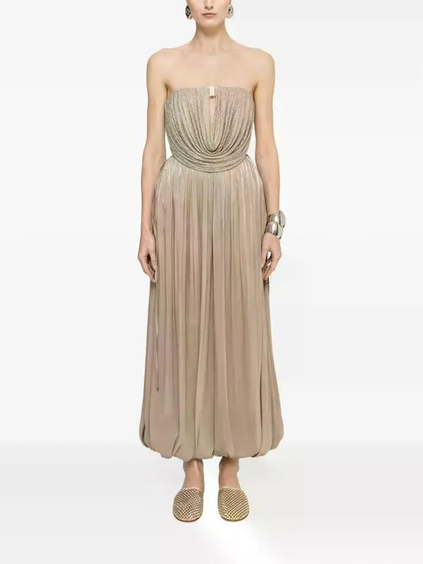 NISSA Pleated Trousers With Bubble Hem - Grey